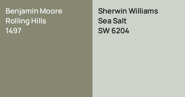 Benjamin Moore Rolling Hills vs. Sherwin Williams Sea Salt comparison