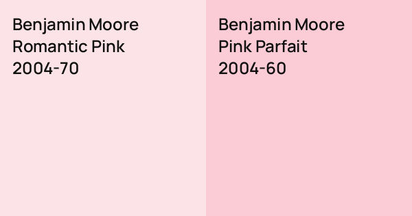 Benjamin Moore Romantic Pink vs. Benjamin Moore Pink Parfait comparison