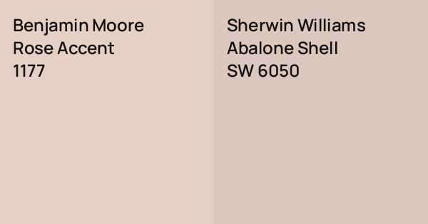 Benjamin Moore Rose Accent vs. Sherwin Williams Abalone Shell comparison