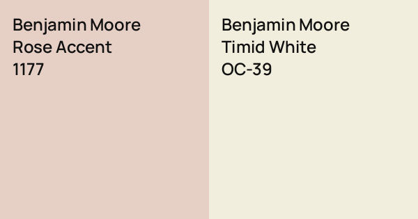 Benjamin Moore Rose Accent vs. Benjamin Moore Timid White comparison