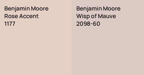 Benjamin Moore Rose Accent vs. Benjamin Moore Wisp of Mauve comparison