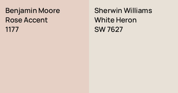 Benjamin Moore Rose Accent vs. Sherwin Williams White Heron comparison