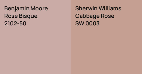 Benjamin Moore Rose Bisque vs. Sherwin Williams Cabbage Rose comparison