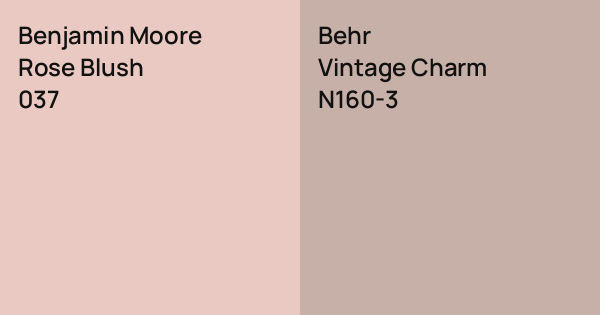 Benjamin Moore Rose Blush vs. Behr Vintage Charm comparison
