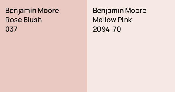 Benjamin Moore Rose Blush vs. Benjamin Moore Mellow Pink comparison
