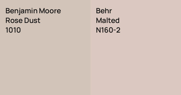 Benjamin Moore Rose Dust vs. Behr Malted comparison