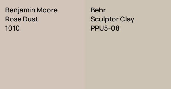 Benjamin Moore Rose Dust vs. Behr Sculptor Clay comparison
