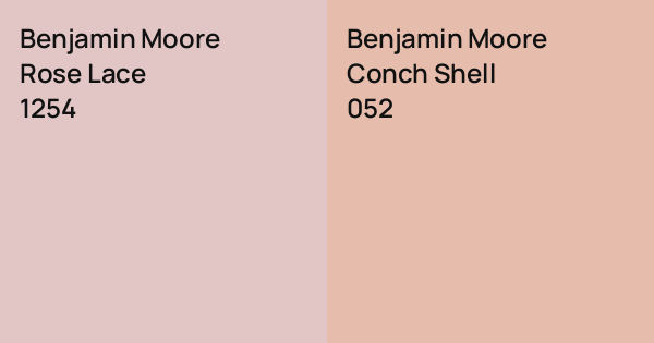 Benjamin Moore Rose Lace vs. Benjamin Moore Conch Shell comparison