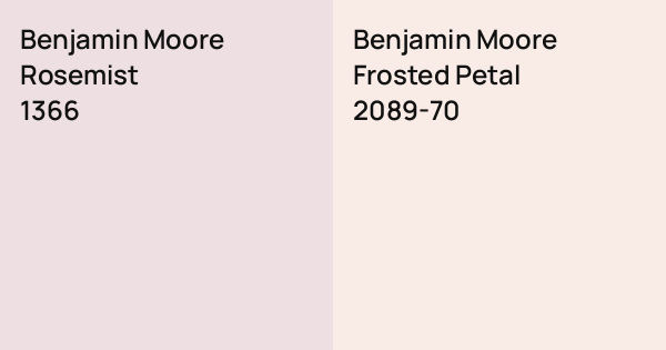 Benjamin Moore Rosemist vs. Benjamin Moore Frosted Petal comparison