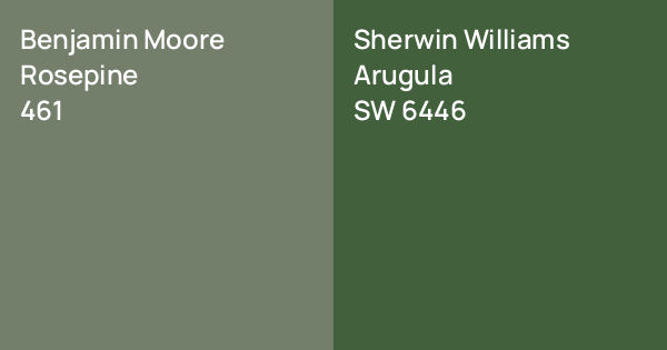 Benjamin Moore Rosepine vs. Sherwin Williams Arugula comparison