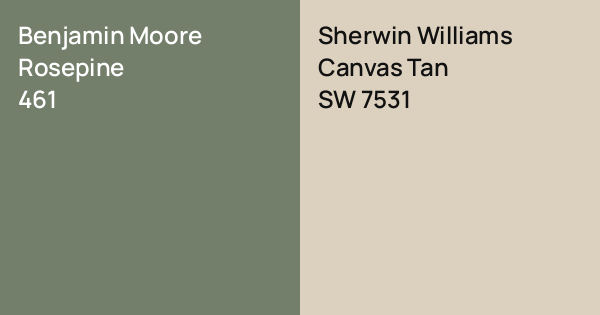 Benjamin Moore Rosepine vs. Sherwin Williams Canvas Tan comparison