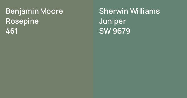 Benjamin Moore Rosepine vs. Sherwin Williams Juniper comparison
