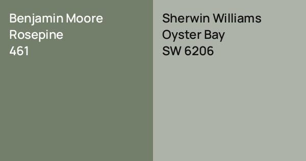 Benjamin Moore Rosepine vs. Sherwin Williams Oyster Bay comparison
