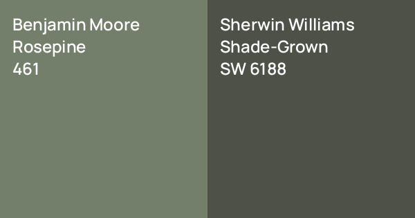 Benjamin Moore Rosepine vs. Sherwin Williams Shade-Grown comparison