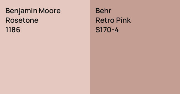 Benjamin Moore Rosetone vs. Behr Retro Pink comparison
