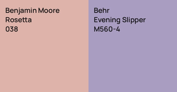 Benjamin Moore Rosetta vs. Behr Evening Slipper comparison
