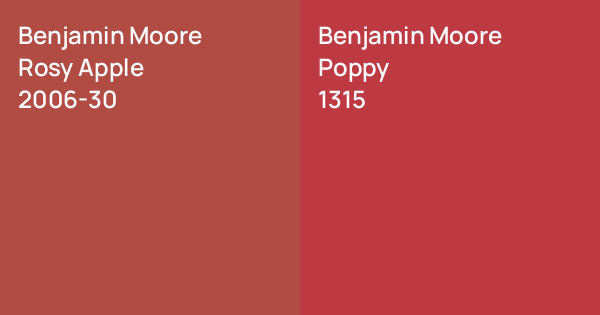 Benjamin Moore Rosy Apple vs. Benjamin Moore Poppy comparison