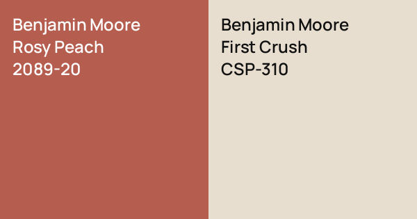 Benjamin Moore Rosy Peach vs. Benjamin Moore First Crush comparison