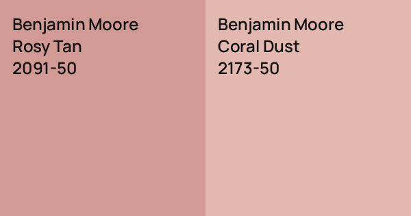 Benjamin Moore Rosy Tan vs. Benjamin Moore Coral Dust comparison