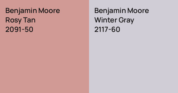 Benjamin Moore Rosy Tan vs. Benjamin Moore Winter Gray comparison