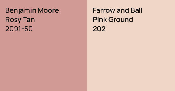 Benjamin Moore Rosy Tan vs. Farrow and Ball Pink Ground comparison