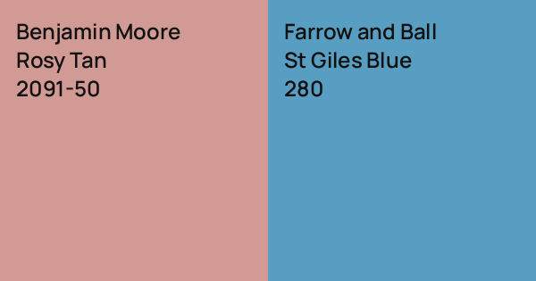 Benjamin Moore Rosy Tan vs. Farrow and Ball St Giles Blue comparison