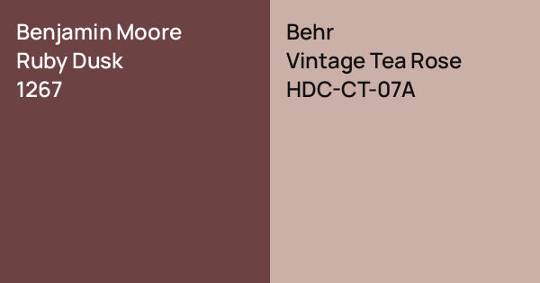 Benjamin Moore Ruby Dusk vs. Behr Vintage Tea Rose comparison