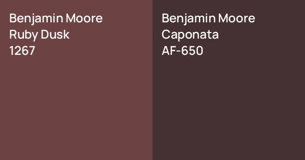Benjamin Moore Ruby Dusk vs. Benjamin Moore Caponata comparison