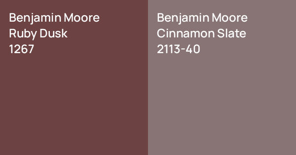 Benjamin Moore Ruby Dusk vs. Benjamin Moore Cinnamon Slate comparison