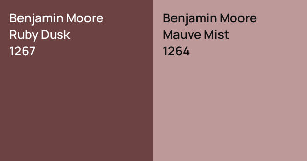 Benjamin Moore Ruby Dusk vs. Benjamin Moore Mauve Mist comparison