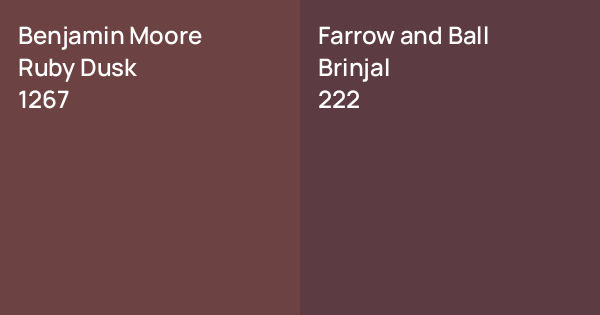 Benjamin Moore Ruby Dusk vs. Farrow and Ball Brinjal comparison