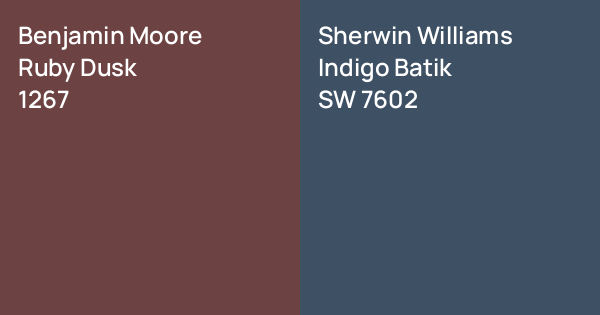 Benjamin Moore Ruby Dusk vs. Sherwin Williams Indigo Batik comparison