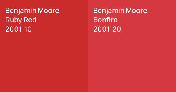 Benjamin Moore Ruby Red vs. Benjamin Moore Bonfire comparison