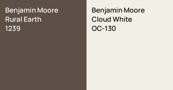 Benjamin Moore Rural Earth vs. Benjamin Moore Cloud White comparison