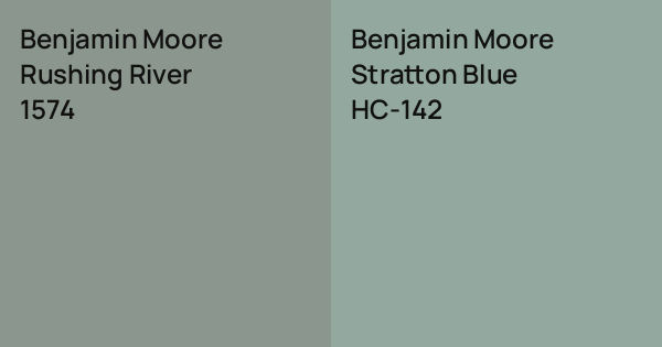 Benjamin Moore Rushing River vs. Benjamin Moore Stratton Blue comparison