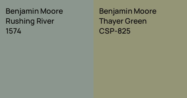 Benjamin Moore Rushing River vs. Benjamin Moore Thayer Green comparison