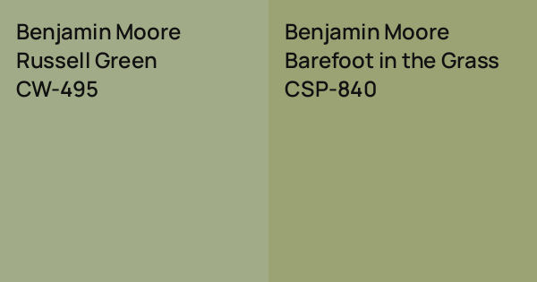 Benjamin Moore Russell Green vs. Benjamin Moore Barefoot in the Grass ...