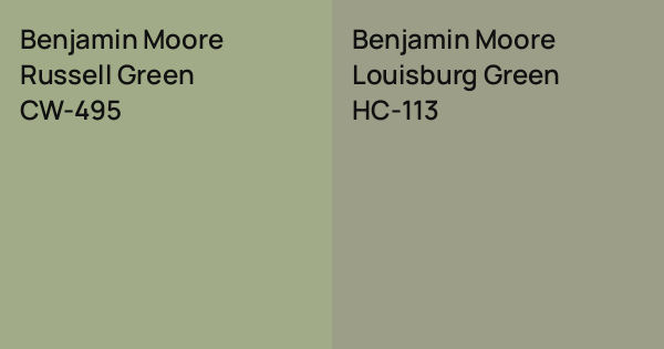 Benjamin Moore Russell Green vs. Benjamin Moore Louisburg Green comparison