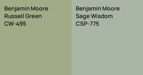 Benjamin Moore Russell Green vs. Benjamin Moore Sage Wisdom comparison