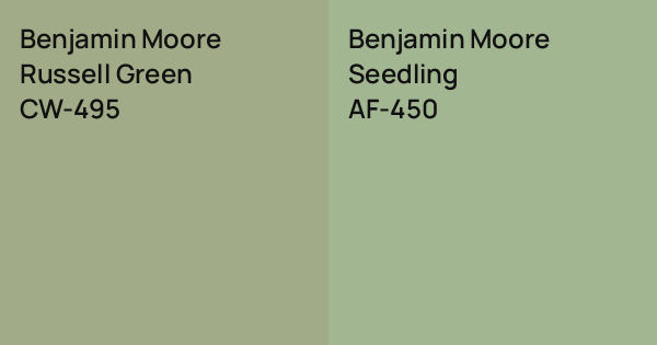 Benjamin Moore Russell Green vs. Benjamin Moore Seedling comparison