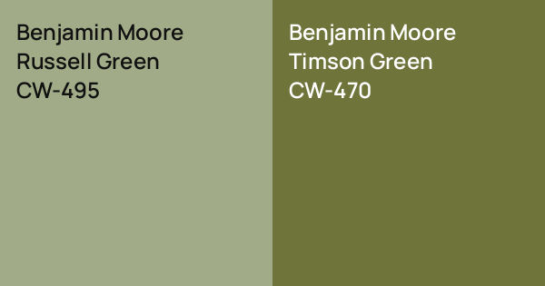 Benjamin Moore Russell Green vs. Benjamin Moore Timson Green comparison