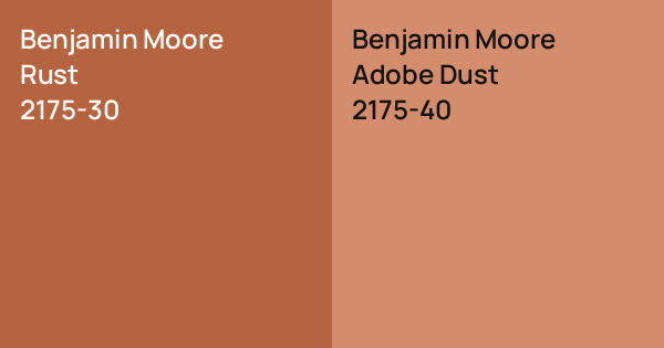 Benjamin Moore Rust vs. Benjamin Moore Adobe Dust comparison