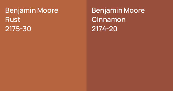 Benjamin Moore Rust vs. Benjamin Moore Cinnamon comparison