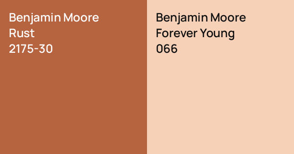 Benjamin Moore Rust vs. Benjamin Moore Forever Young comparison