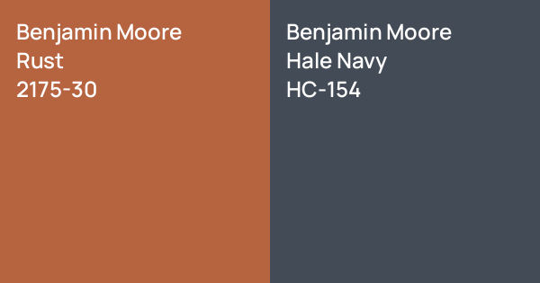 Benjamin Moore Rust vs. Benjamin Moore Hale Navy comparison