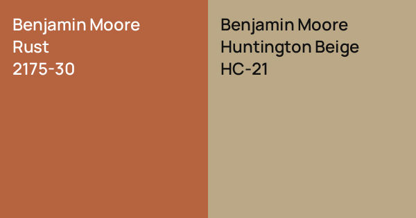 Benjamin Moore Rust vs. Benjamin Moore Huntington Beige comparison