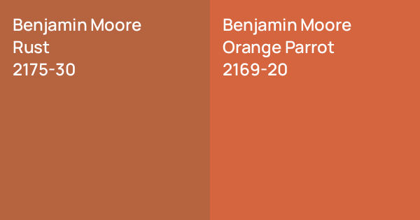 Benjamin Moore Rust vs. Benjamin Moore Orange Parrot comparison