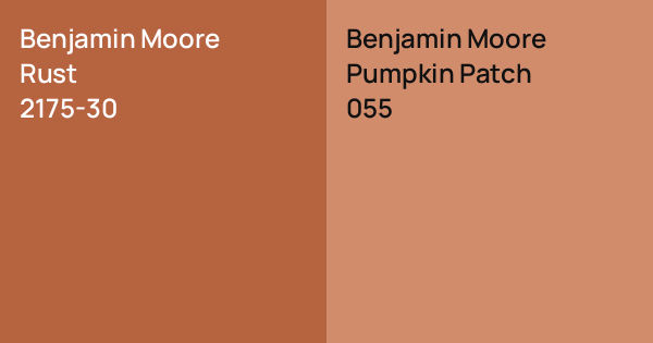 Benjamin Moore Rust vs. Benjamin Moore Pumpkin Patch comparison