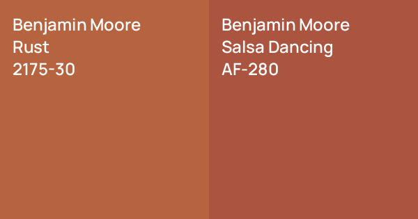 Benjamin Moore Rust vs. Benjamin Moore Salsa Dancing comparison