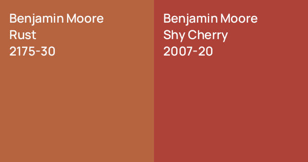 Benjamin Moore Rust vs. Benjamin Moore Shy Cherry comparison